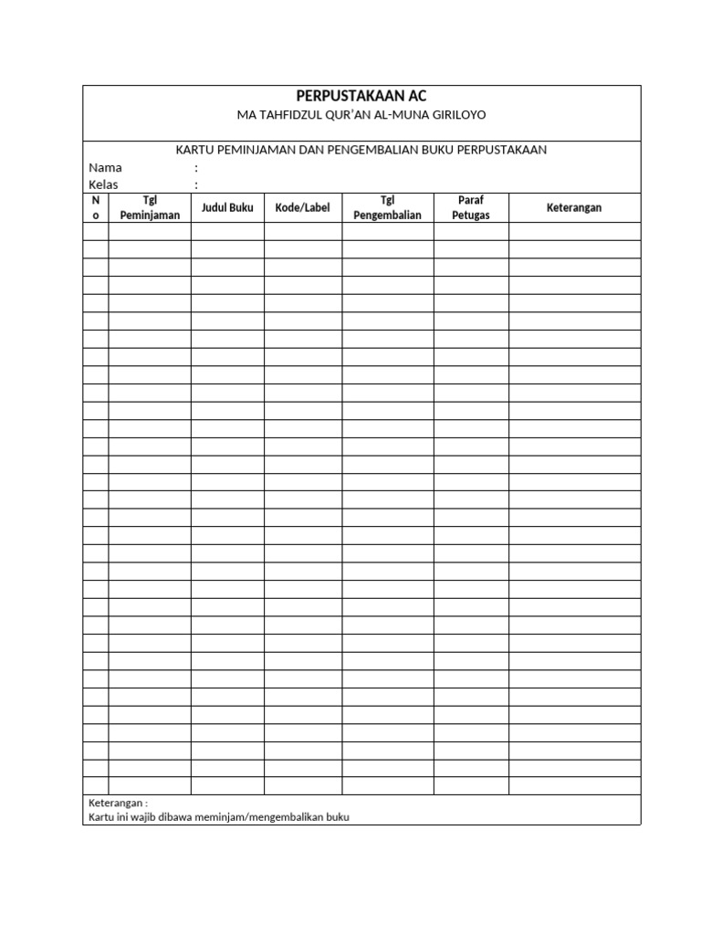 Kartu Perpus | PDF