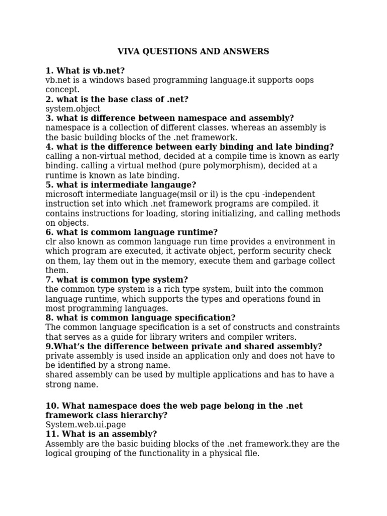 Viva Questions and Answers | PDF | Class (Computer Programming ...