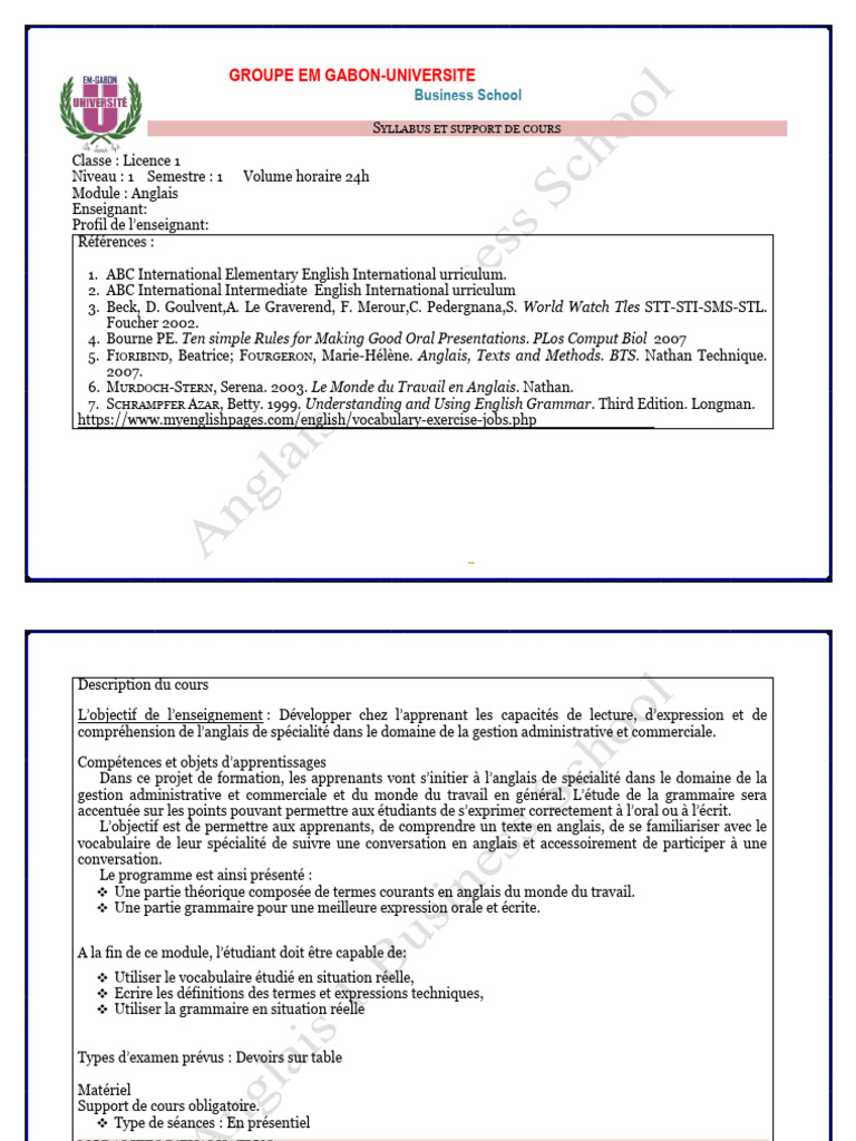 Groupe em Gabon-Universite: Business School | PDF | Banks | Overdraft