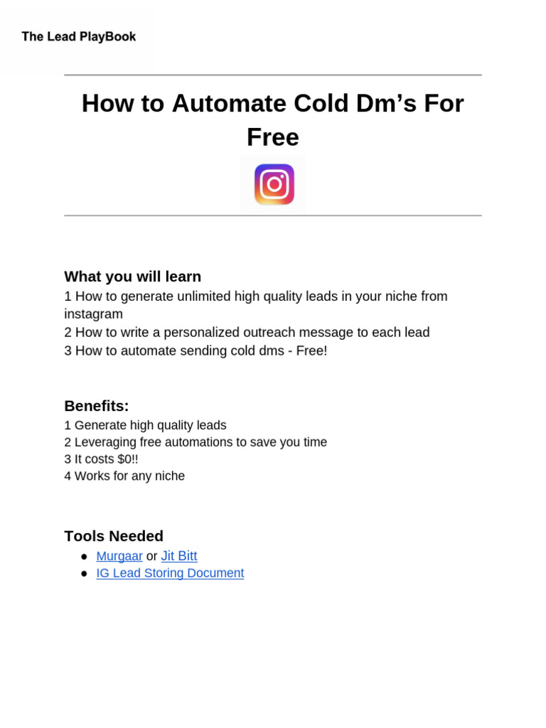 How To Automate Cold Dm's For Free | PDF | Career & Growth