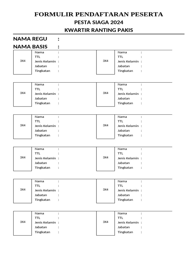 Formulir Pendaftaran Peserta | PDF | Ilmu Sosial Formulir Pendaftaran Peserta | PDF | Ilmu Sosial