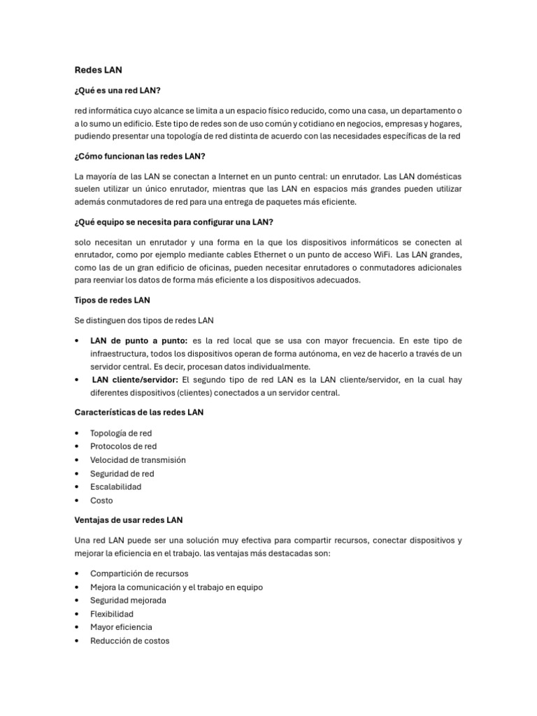 Resumen Redes LAN | PDF | Red de computadoras | Enrutador (Computación)