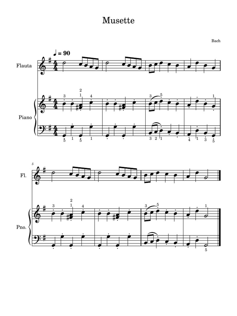 Partitura de "Musette" para Flauta y Piano | PDF