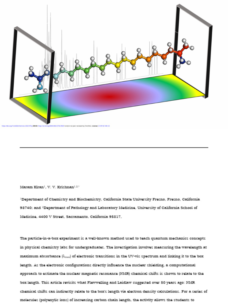 The Quantum Mechanical Particle in A Box Experiment A Revisit Using NMR Spectros | PDF ...