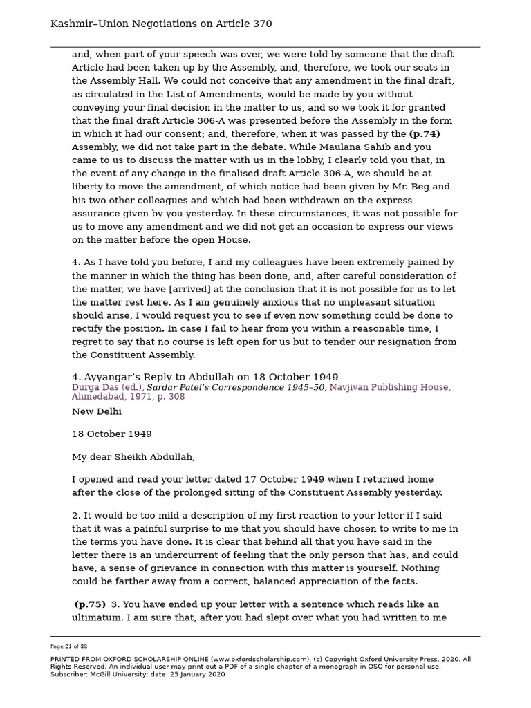 Article 370 A Constitutional History of Jammu and Kashmir by A.G ...