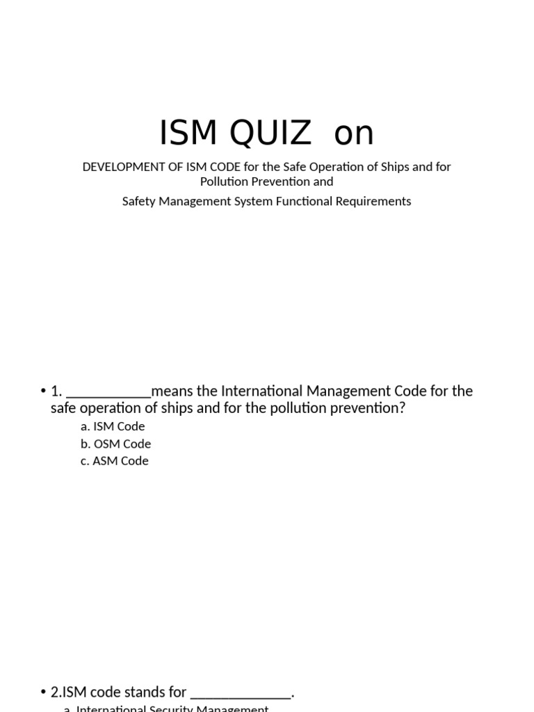 Ism Quiz 1 | PDF