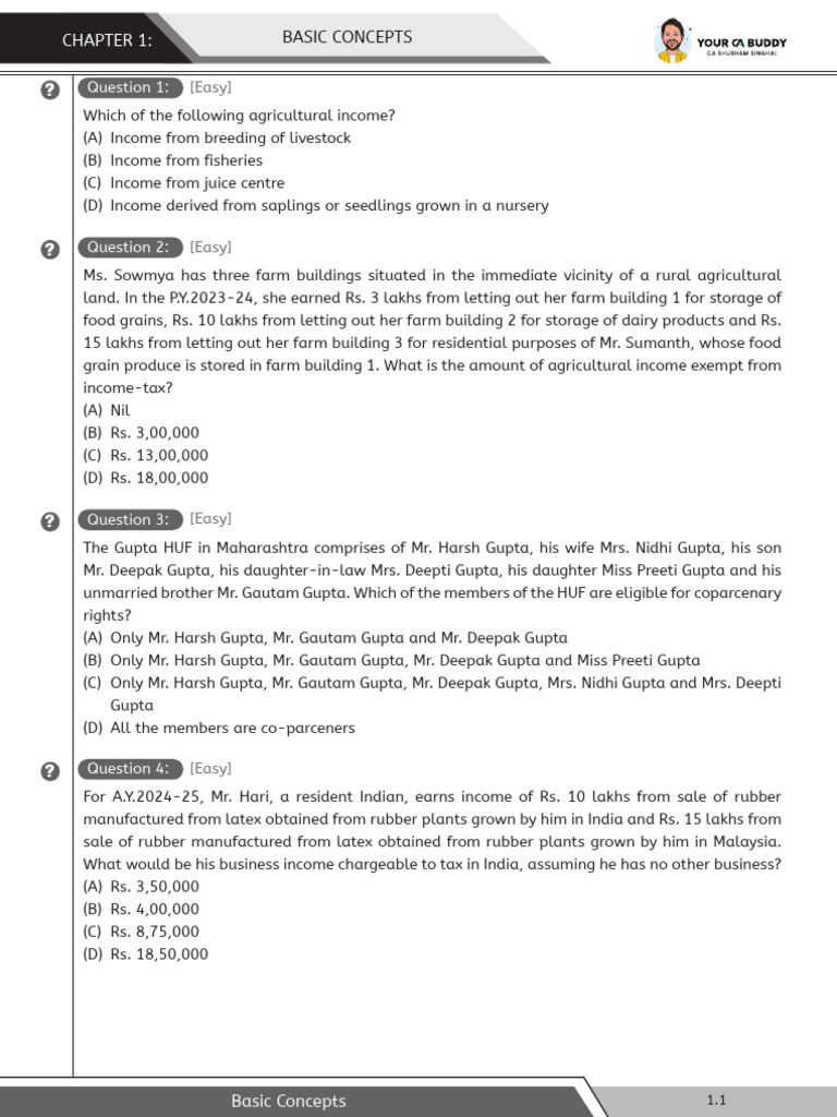 DT Inter MCQs | PDF | Capital Gains Tax | Income Tax