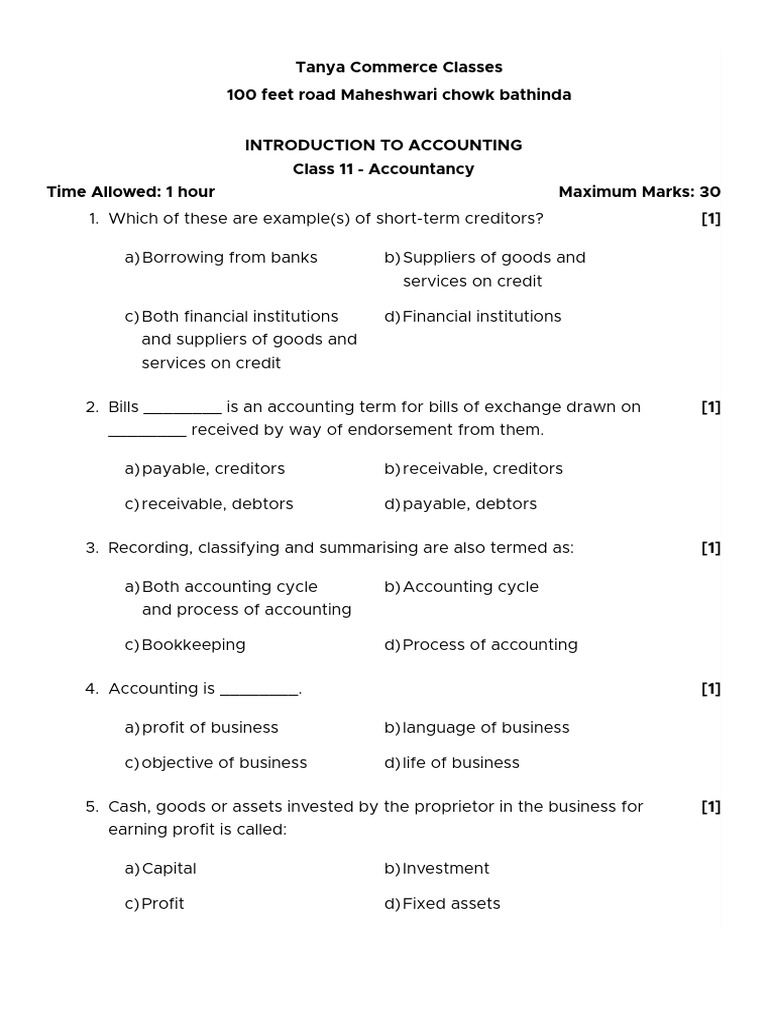 Chapter-1 Introduction To Accounting | PDF | Accounting | Income Statement