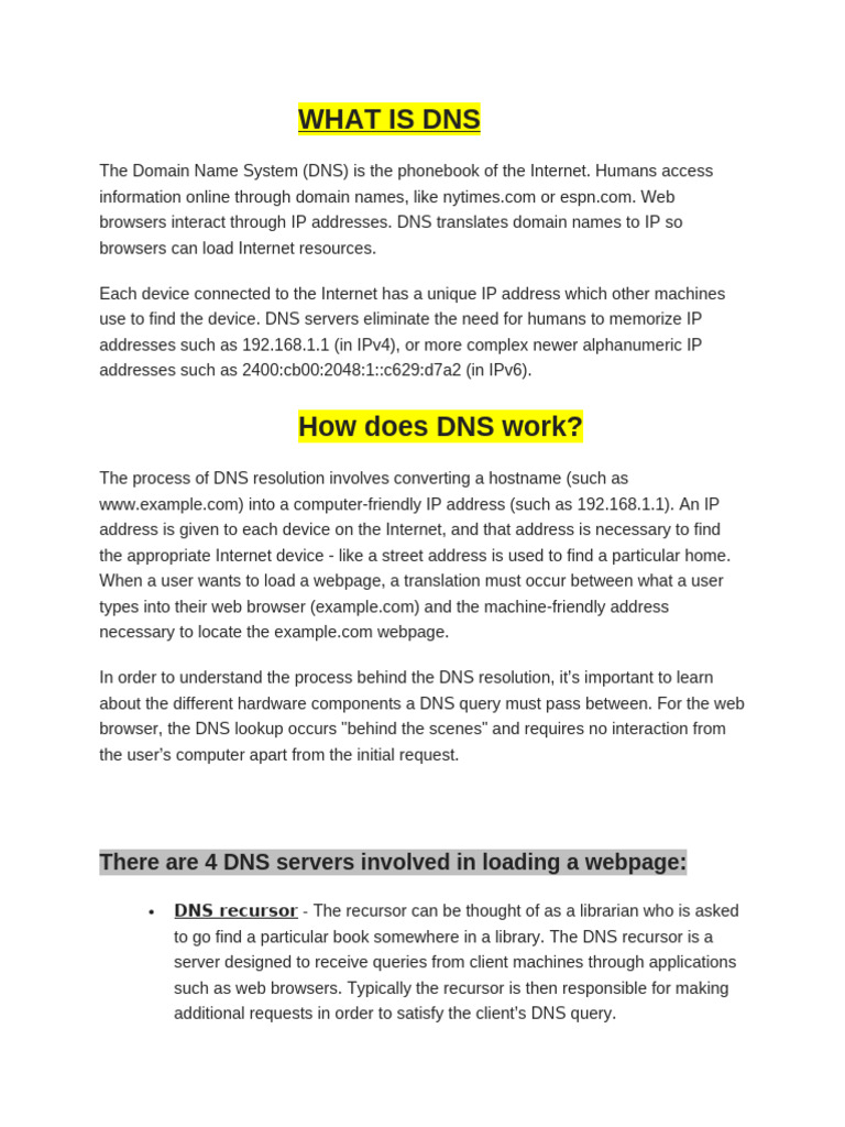 DNS | PDF | Domain Name System | Network Architecture
