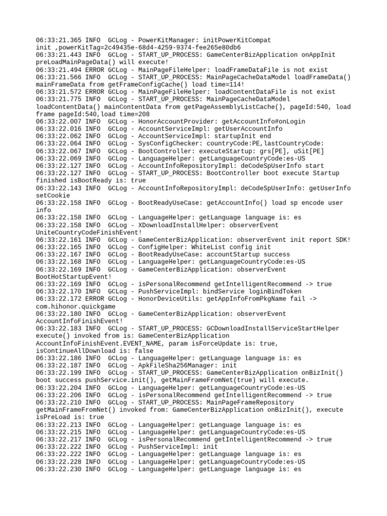 GameCenterBizApplication Startup Log | PDF | Networking Standards | Computing