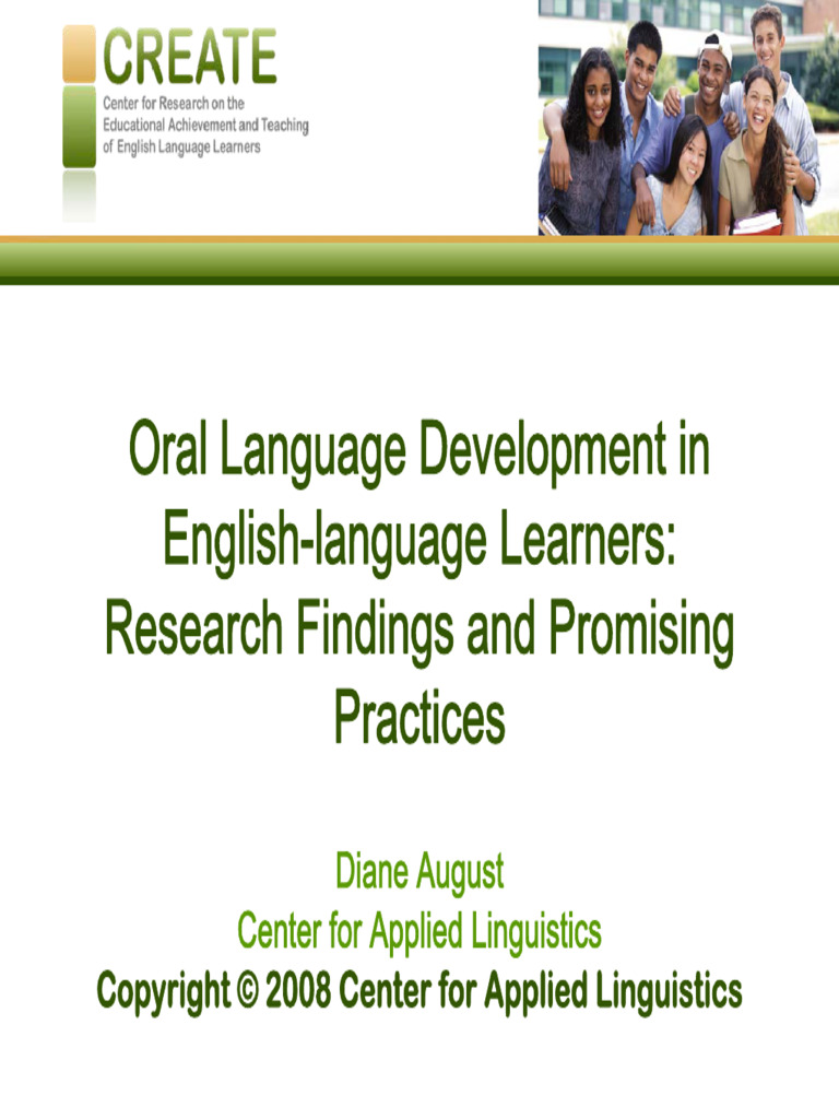 Webcasts by Diane August | PDF | Second Language | Literacy