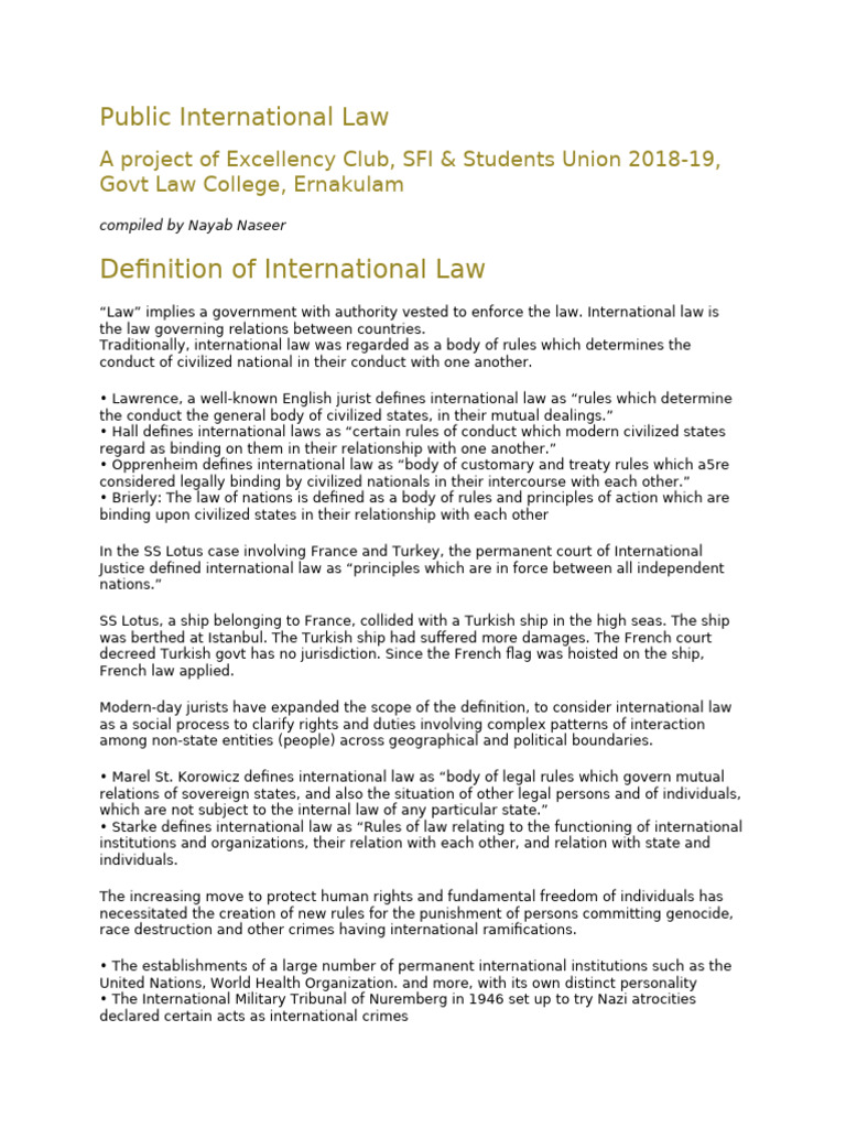 PIL | PDF | International Law | Treaty