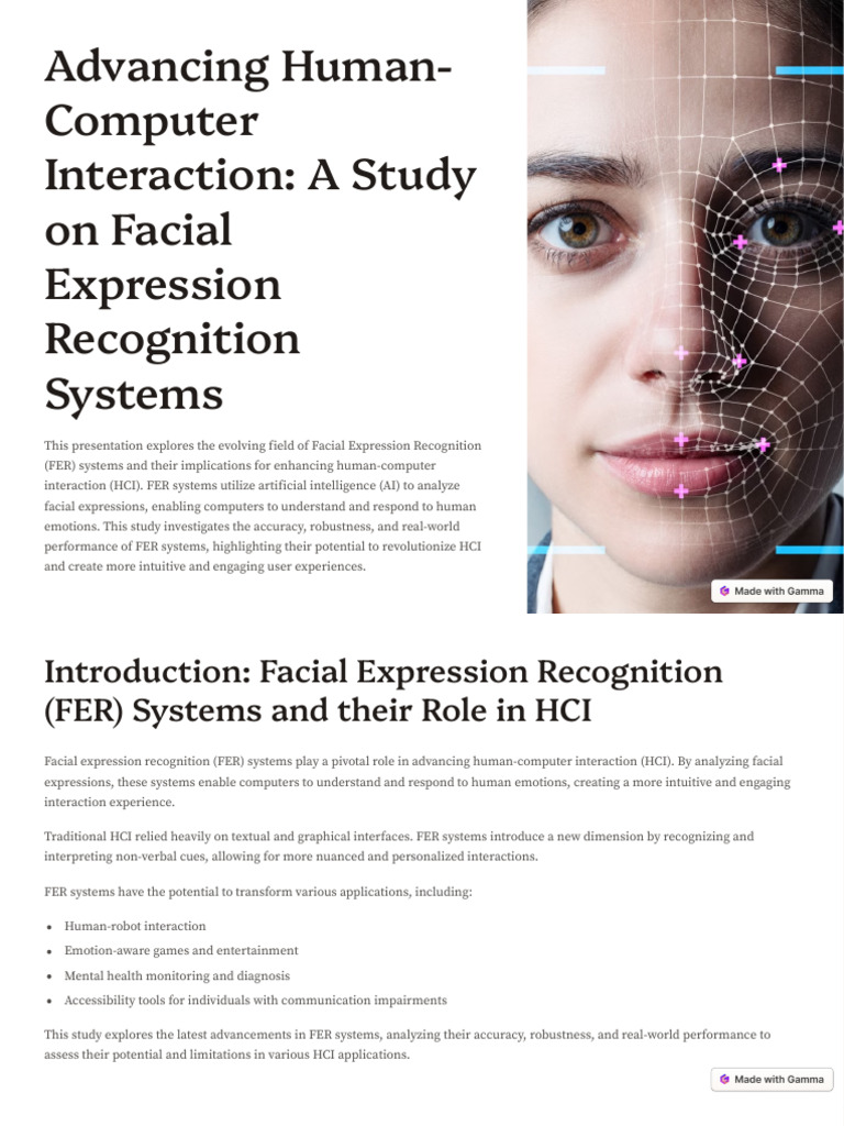 Advancing Human Computer Interaction A Study On Facial Expression ...