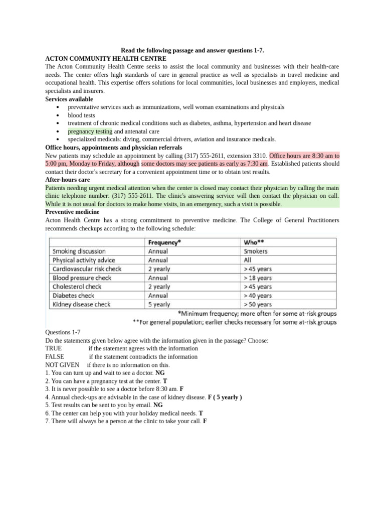 Reading | PDF | Physician | Medicine