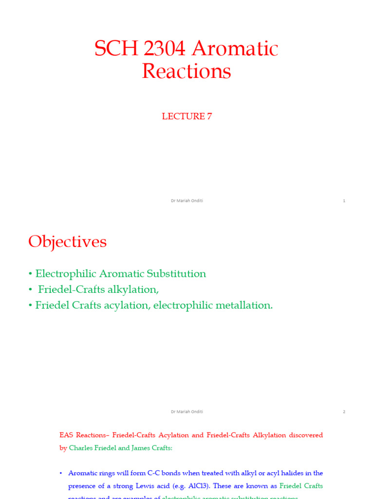 SCH 2304 Aromatic Lecture 7 | PDF | Chemical Reactions | Organic Chemistry