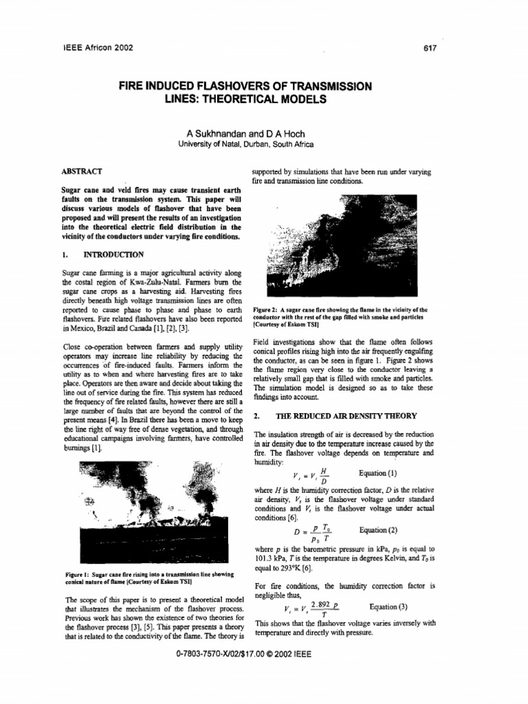 Fire-Induced Flashovers in Transmission Lines | PDF | Electrical ...