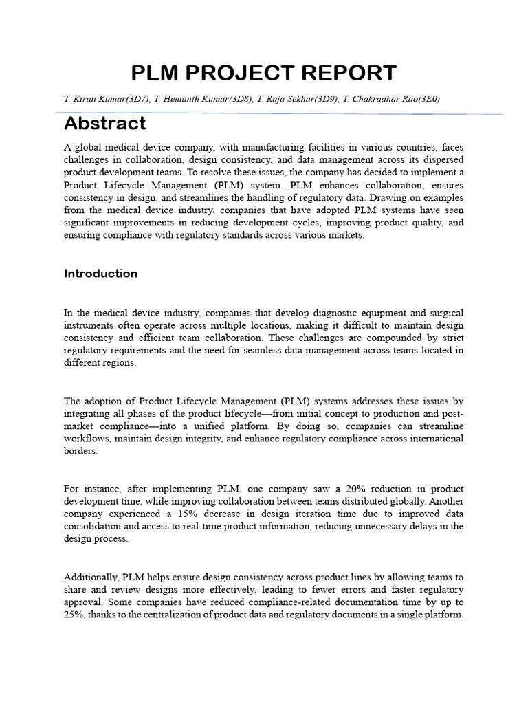 Plm Project Batch 8 | PDF | Medical Device | Verification And Validation