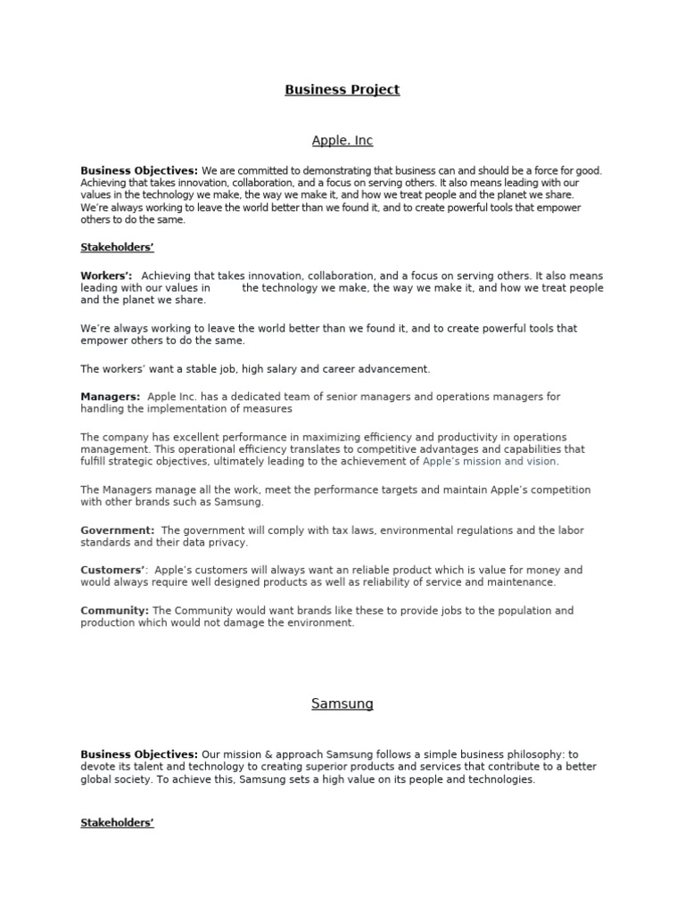 Business Project | PDF | Apple Inc. | Employment