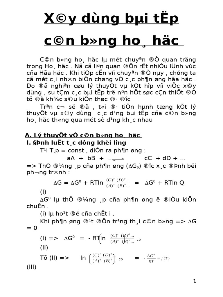 On Thi HSG Chuyen de Can Bang Hoa Hoc | PDF