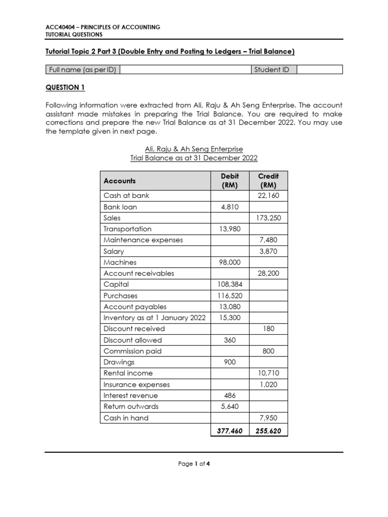 Trial Balance | PDF | Debits And Credits | Business