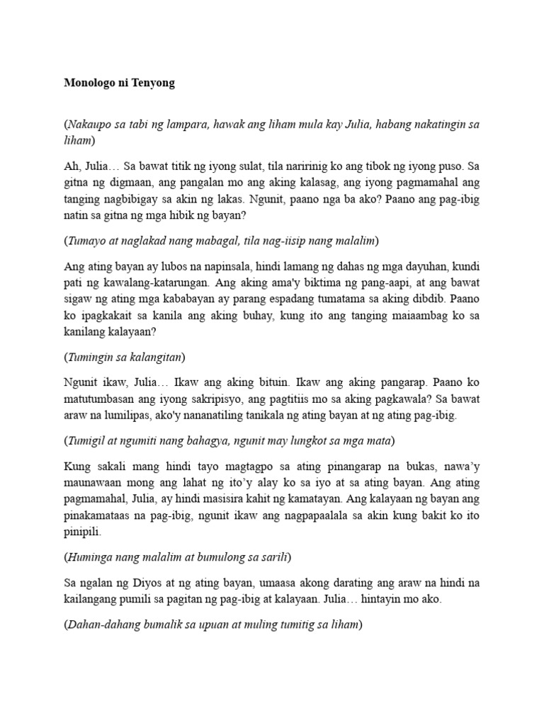 Monologo Ni Tenyong | PDF