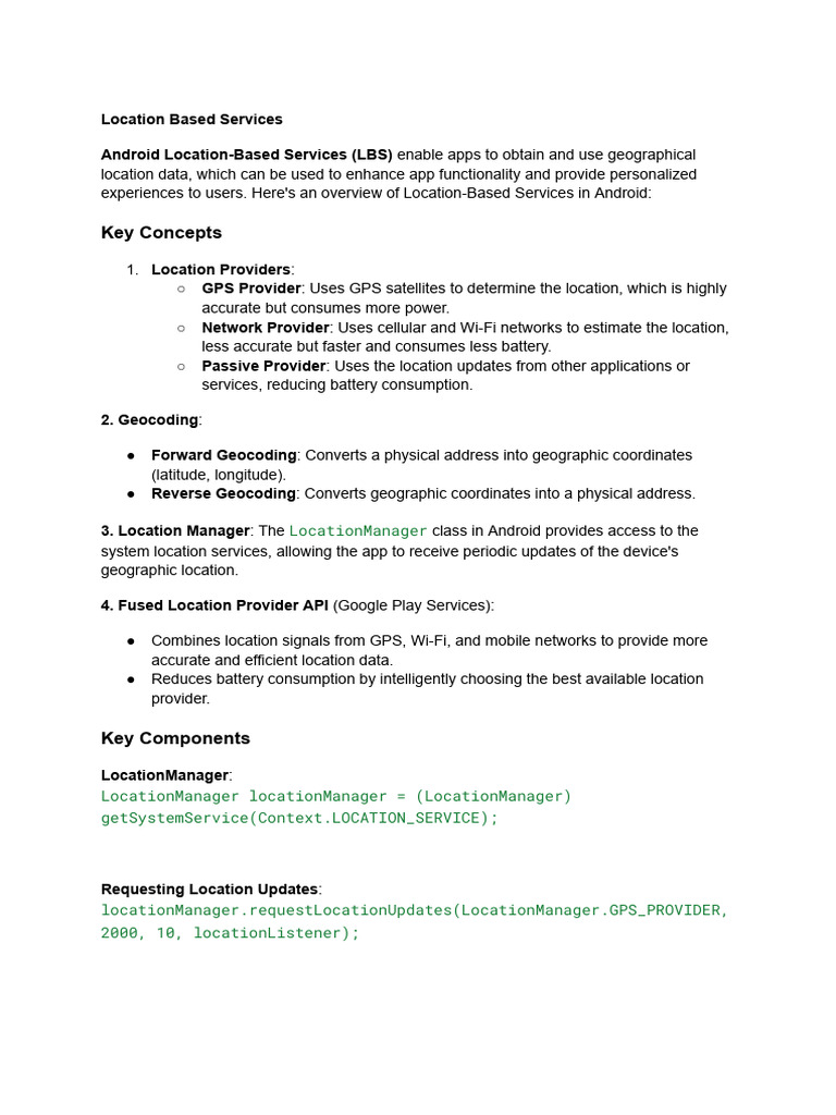 Assignment 6 Location Based Services | PDF | Location Based Service | Android (Operating System)