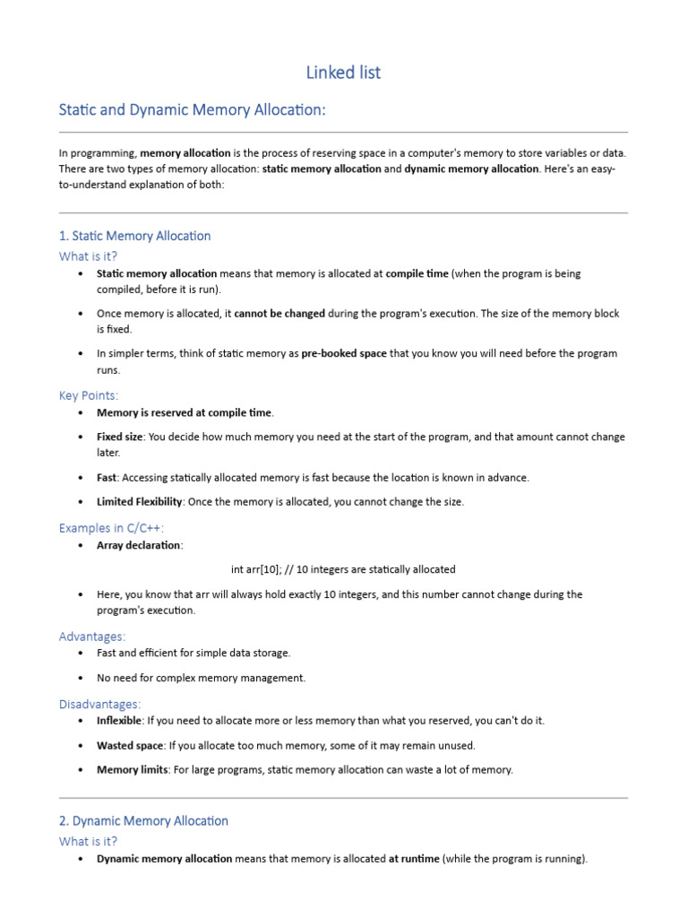 Linked List Single Page Pdf Pointer Computer Programming Computing