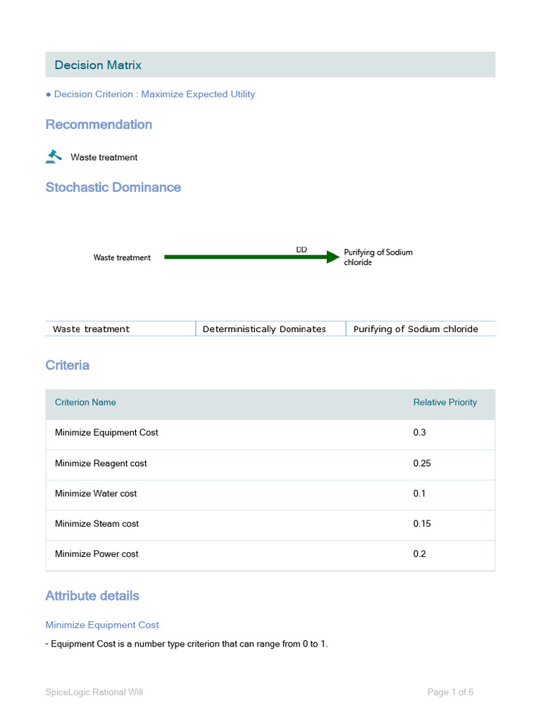 Waste Treatment Decision Matrix Analysis | PDF | Computers | Technology ...