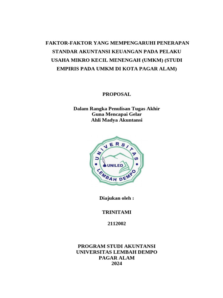 Proposal Tami | PDF | Karier & Perkembangan