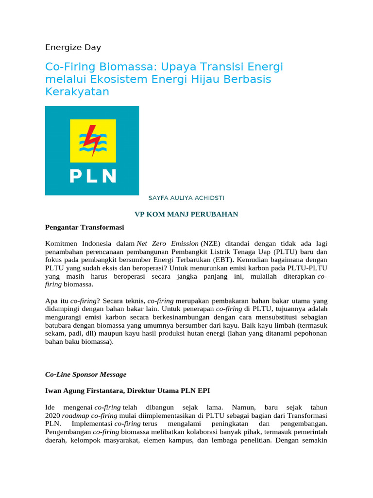 Energize Day - Co-Firing Biomassa | PDF