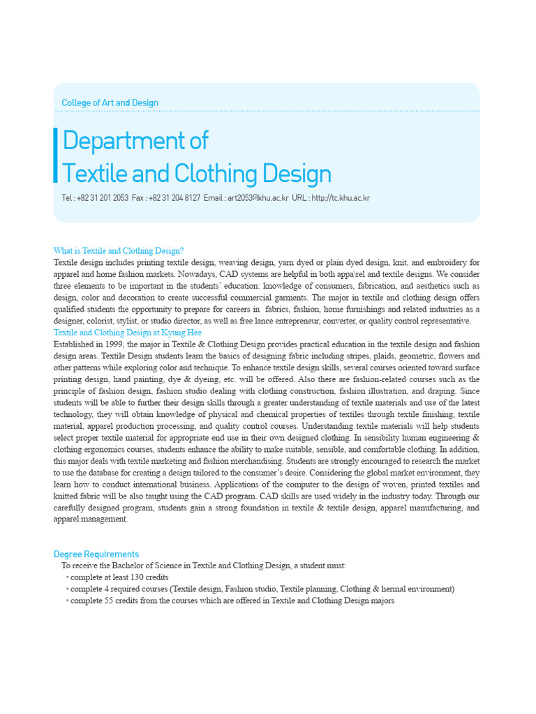 Textile & Clothing Design Program | PDF | Textiles | Clothing
