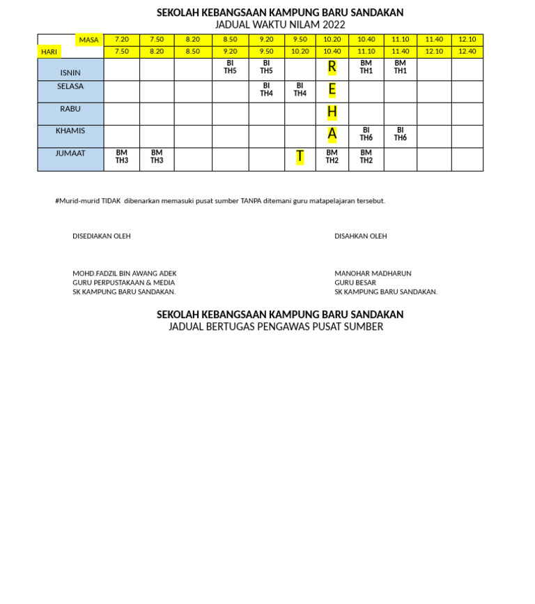 Jadual Waktu Nilam 2022 Pdf