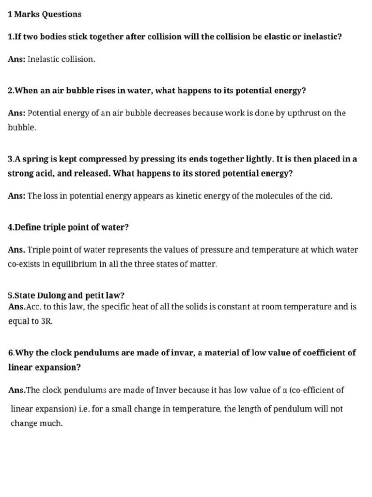 Class 11 Work Energy and Power IMPORTANT QUESTIONS | PDF