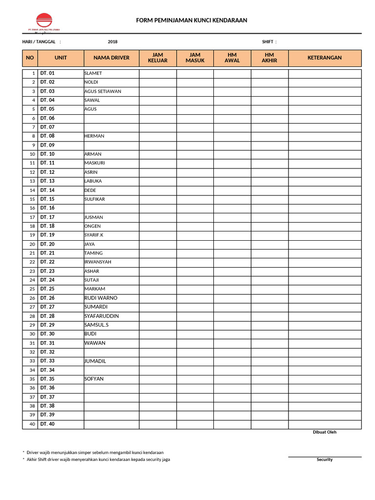 Form Peminjaman Kunci | PDF