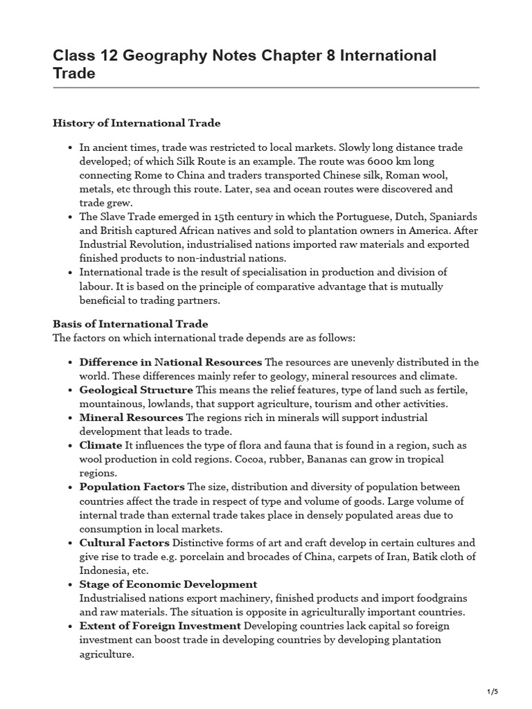 Notes Class 12 Fundamentals of Human Geography Chapter 8 | PDF | Port ...