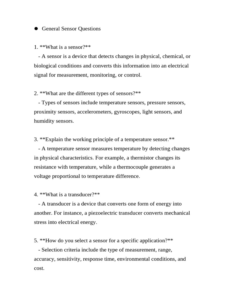 Biomedical Sensor Overview and Guidelines | PDF | Sensor