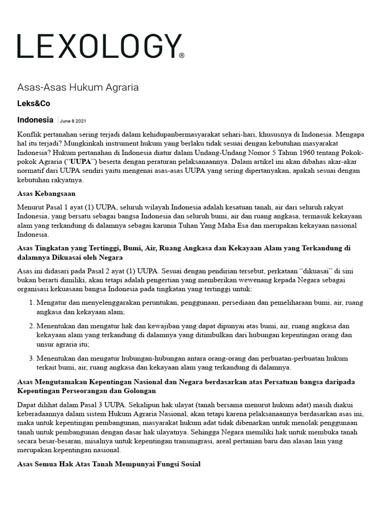 Asas Hukum Agraria Indonesia | PDF