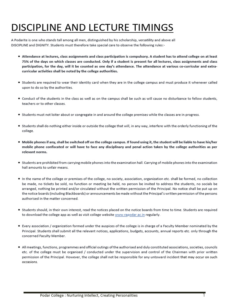 Code Of Conduct Students Pdf Government Justice