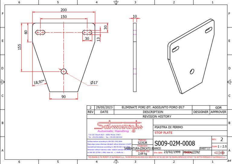 Marazzini A4: Stop Plate | PDF | Mechanical Engineering