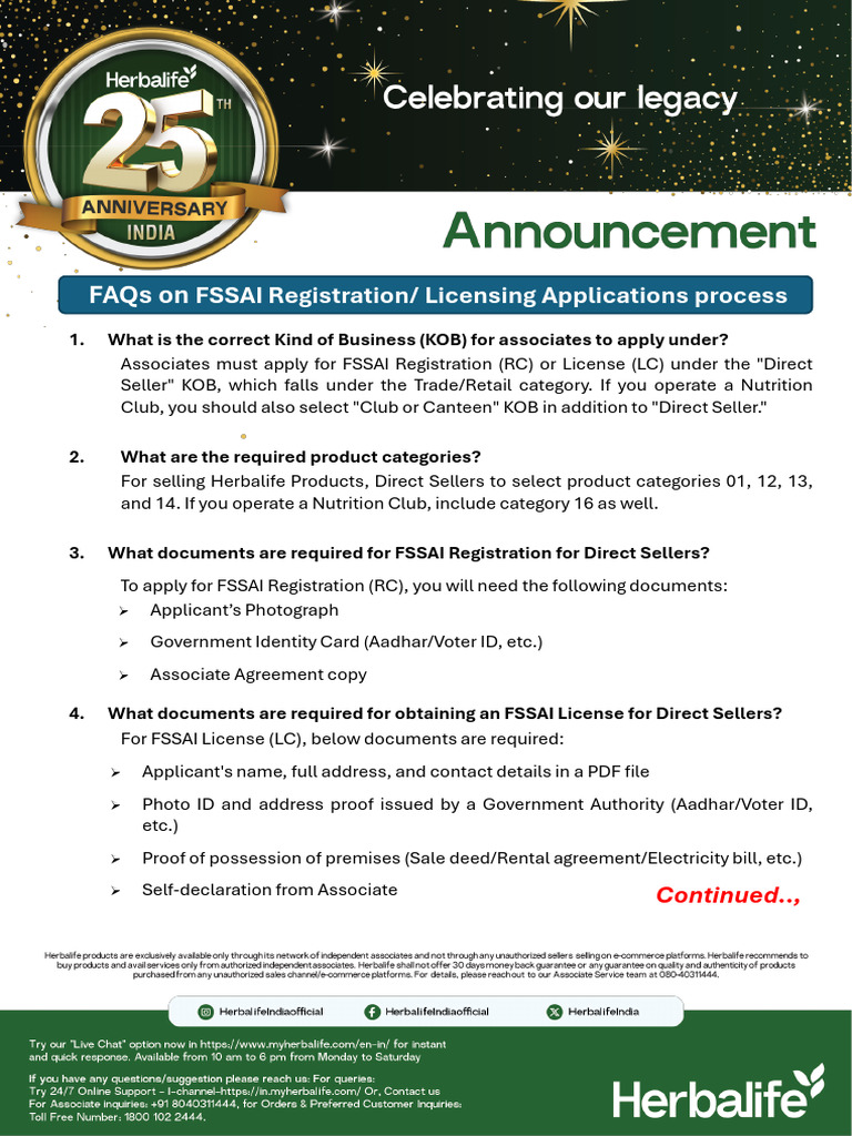 FSSAI Registration and License - FAQ | PDF | Business | Law