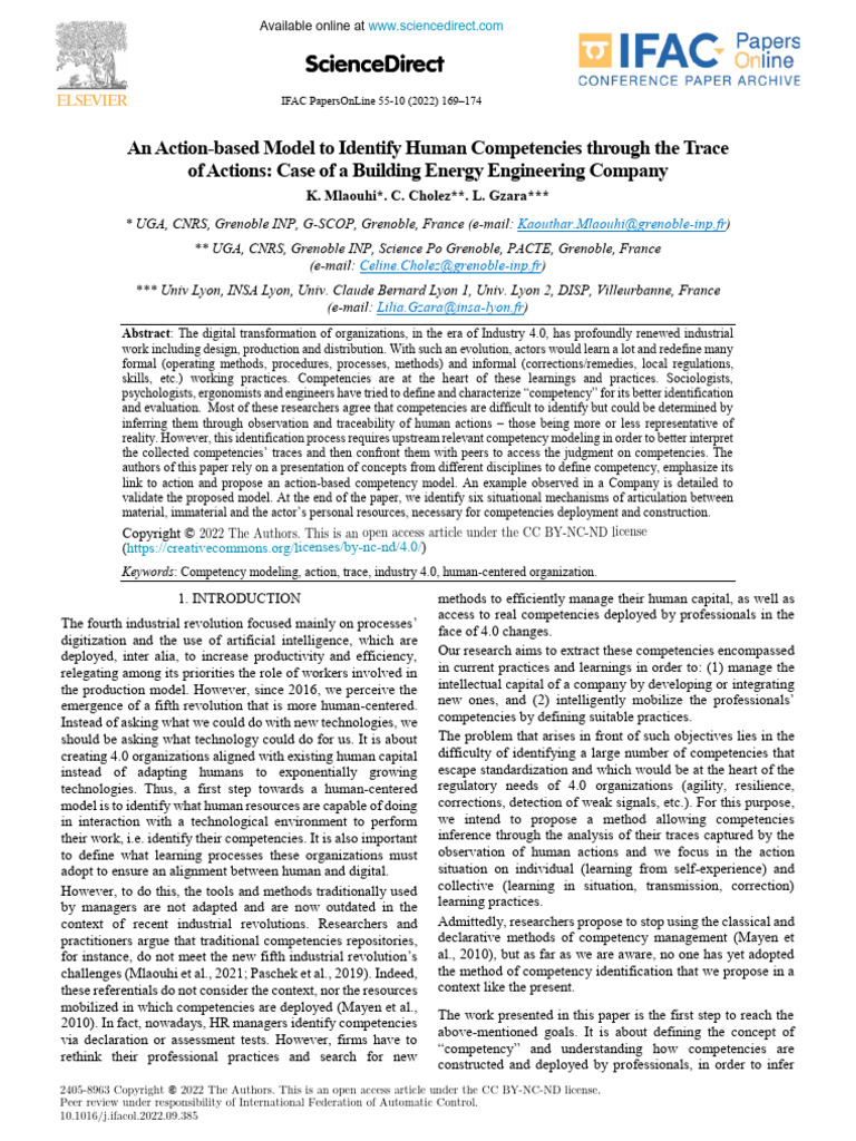 An Action Based Model To Identify Human Competencies Through T - 2022 - IFAC Pap | PDF | Science ...