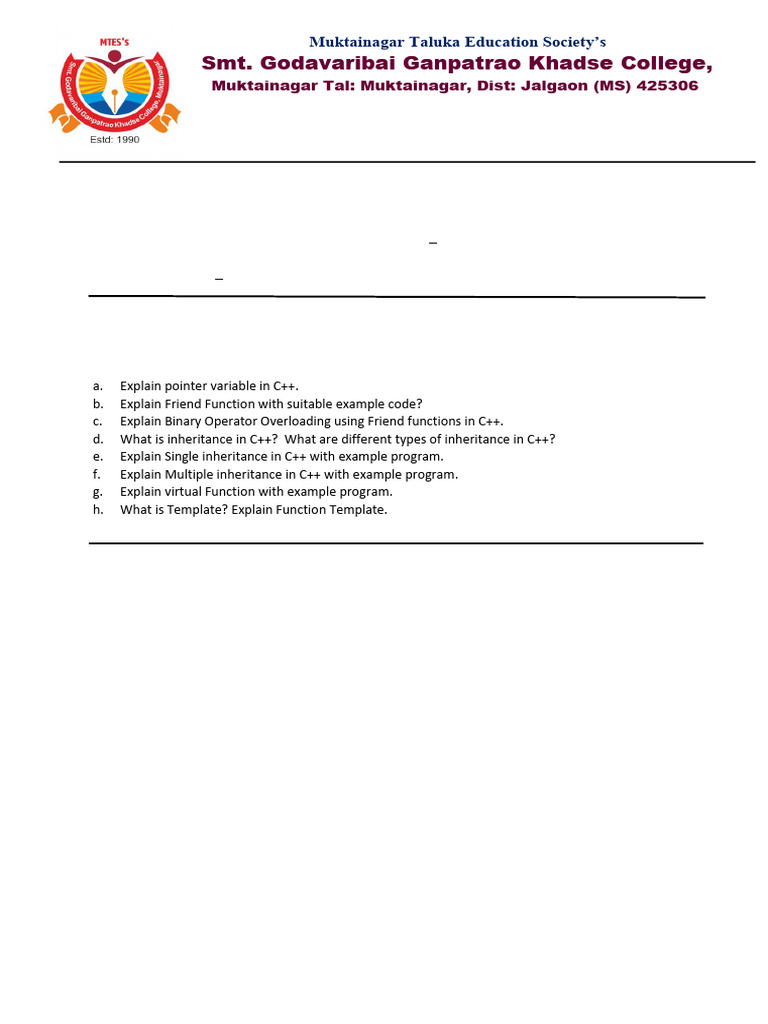 SY BCA 303-Programming in C - Sem-I Internal Exam 2 | PDF