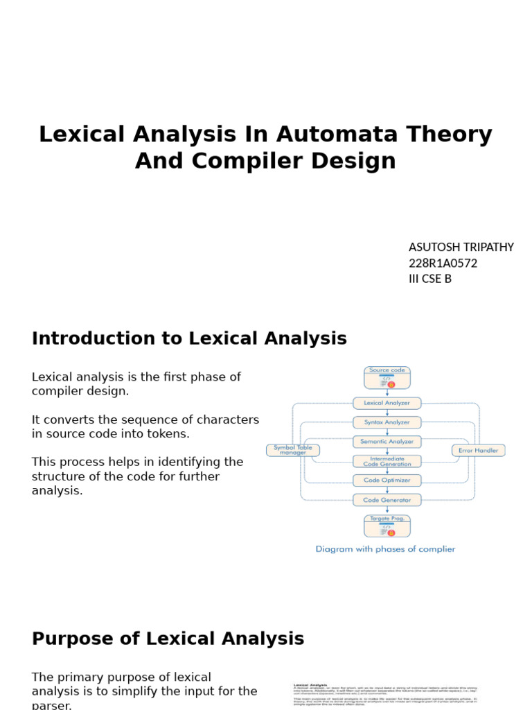 Lexical Analysis In Automata Theory And Compiler Design Pdf Parsing Regular Expression