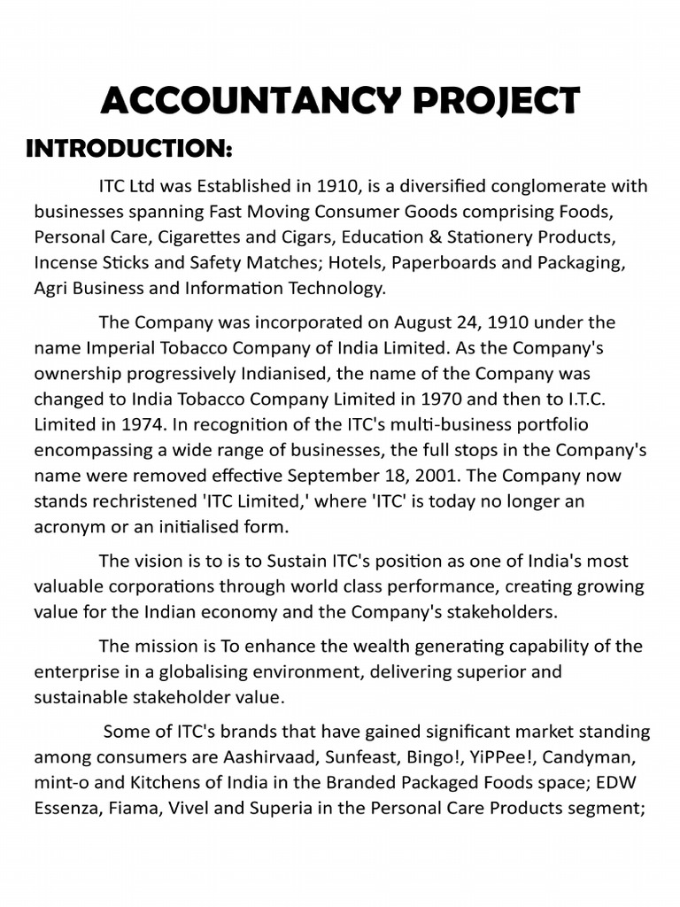 ACCOUNTANCY PROJECT Final Draft Without Interpretation of Comparative and Common Size | PDF