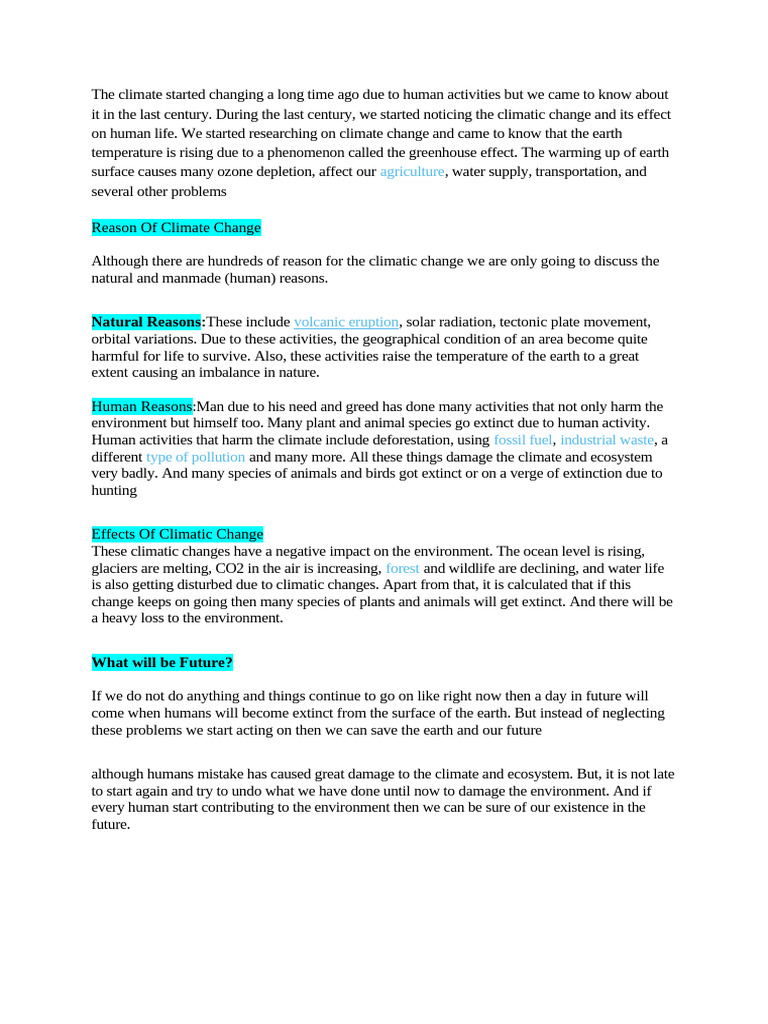writting climat change | PDF | Climate Change | Natural Environment