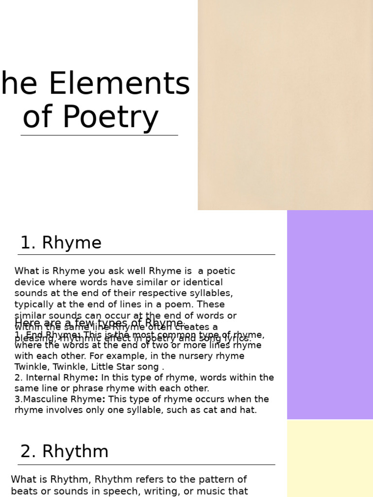 The Elements of Poetry | PDF | Rhyme | Poetry