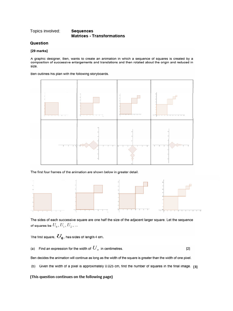 Topics Involved:: Sequences Matrices - Transformations | PDF | Teaching Methods & Materials