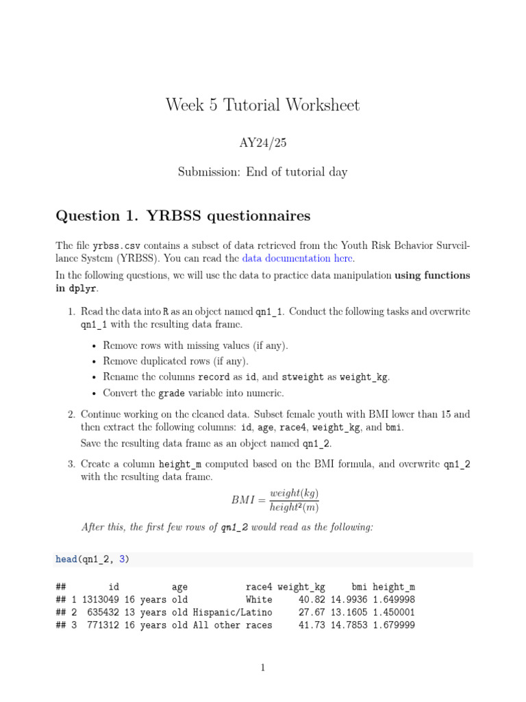 Tutorial Worksheet wk5 | PDF | Race And Ethnicity In The United States ...
