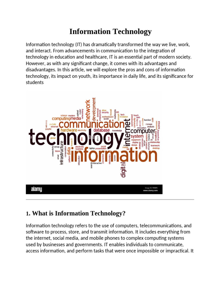 Pros and Cons of Information Technology | PDF | Information Technology ...