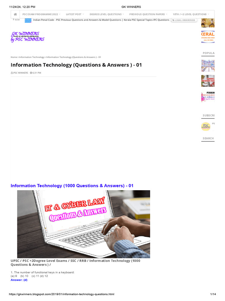 GK Winners It | PDF | Operating System | Computer Data Storage